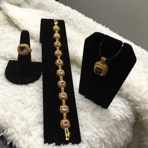 UTC | Jewelry | 925 Silver Amy Goldplated Ring Pendant Bracelet | Poshmark